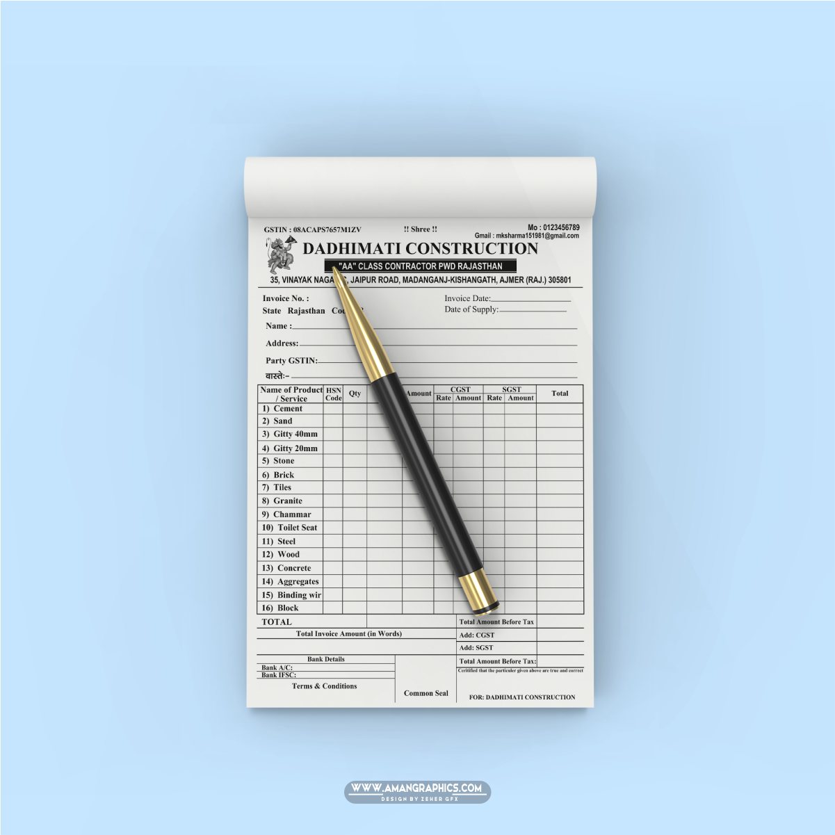 Aman Graphics: Constructions Invoice Book Hand Bill Book Design Cdr File Aman Graphics: Constructions Invoice Book Hand Bill Book Design Cdr File