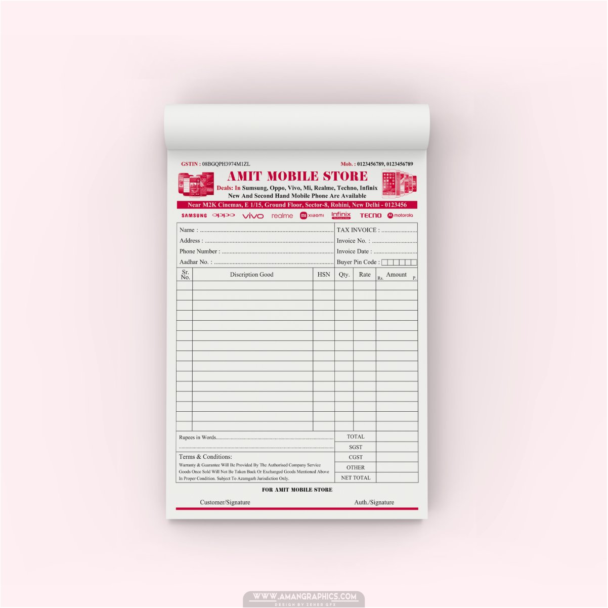 Aman Graphics: Tax Invoice Bill Book Design CDR File Aman Graphics: Tax Invoice Bill Book Design CDR File